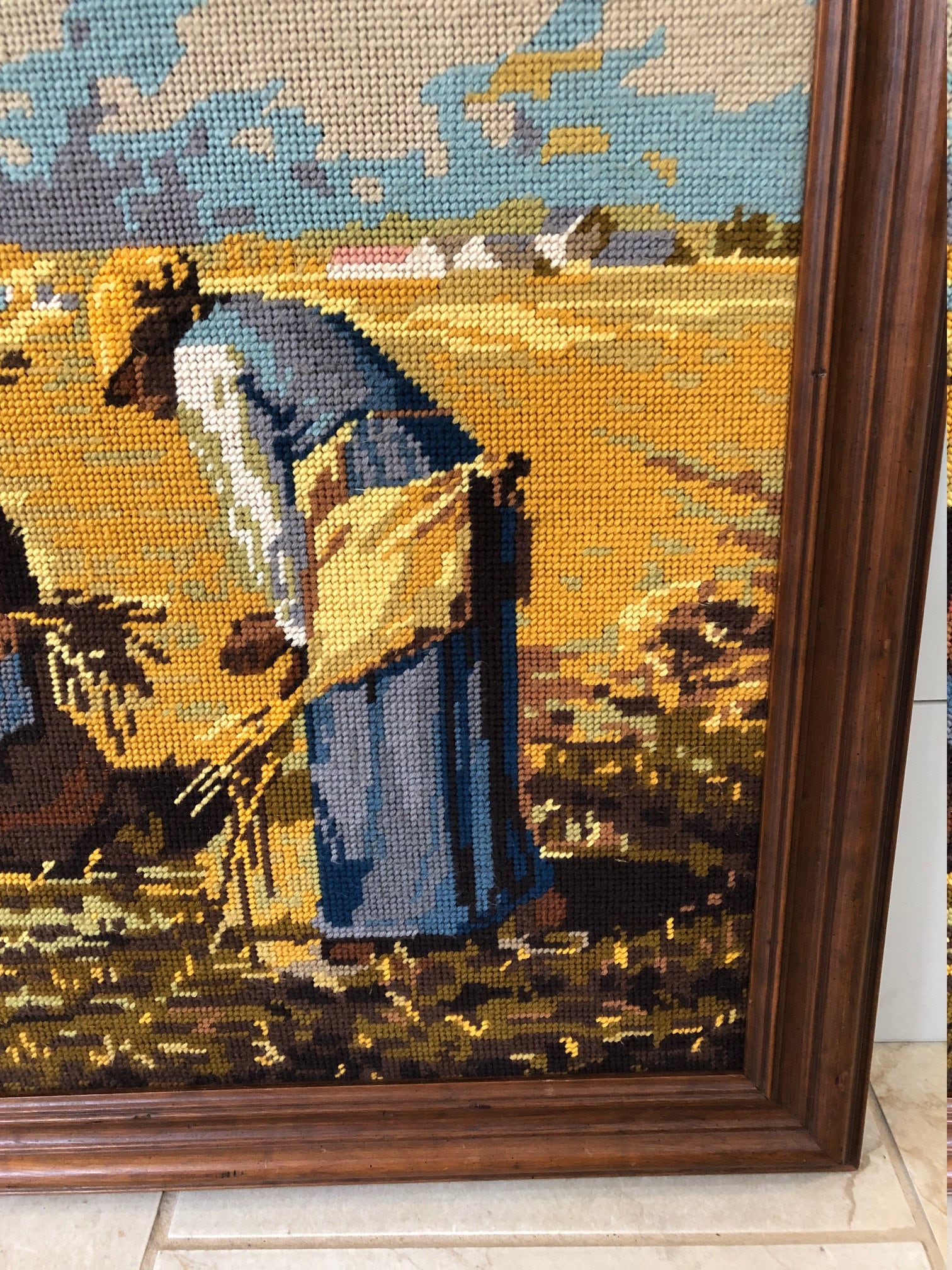 Large Vintage Needlepoint Picture Original Needlepoint Art - Etsy