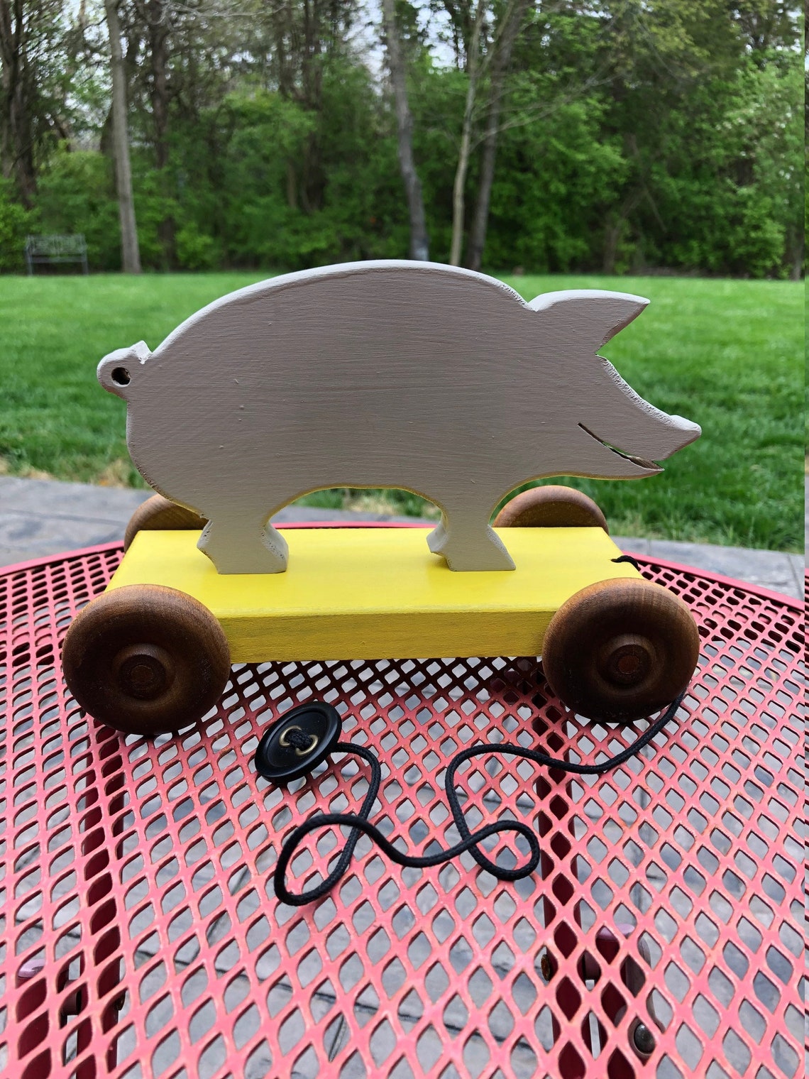 Pig Pull Toy Handmade Wood Pig Pull Toy Vintage Folk Art | Etsy