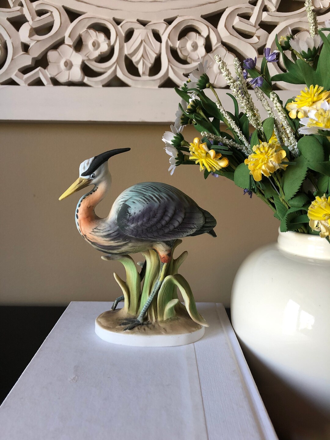 Heron Figurine, Great Blue Heron, Vintage Heron, Lefton Heron, Hand ...