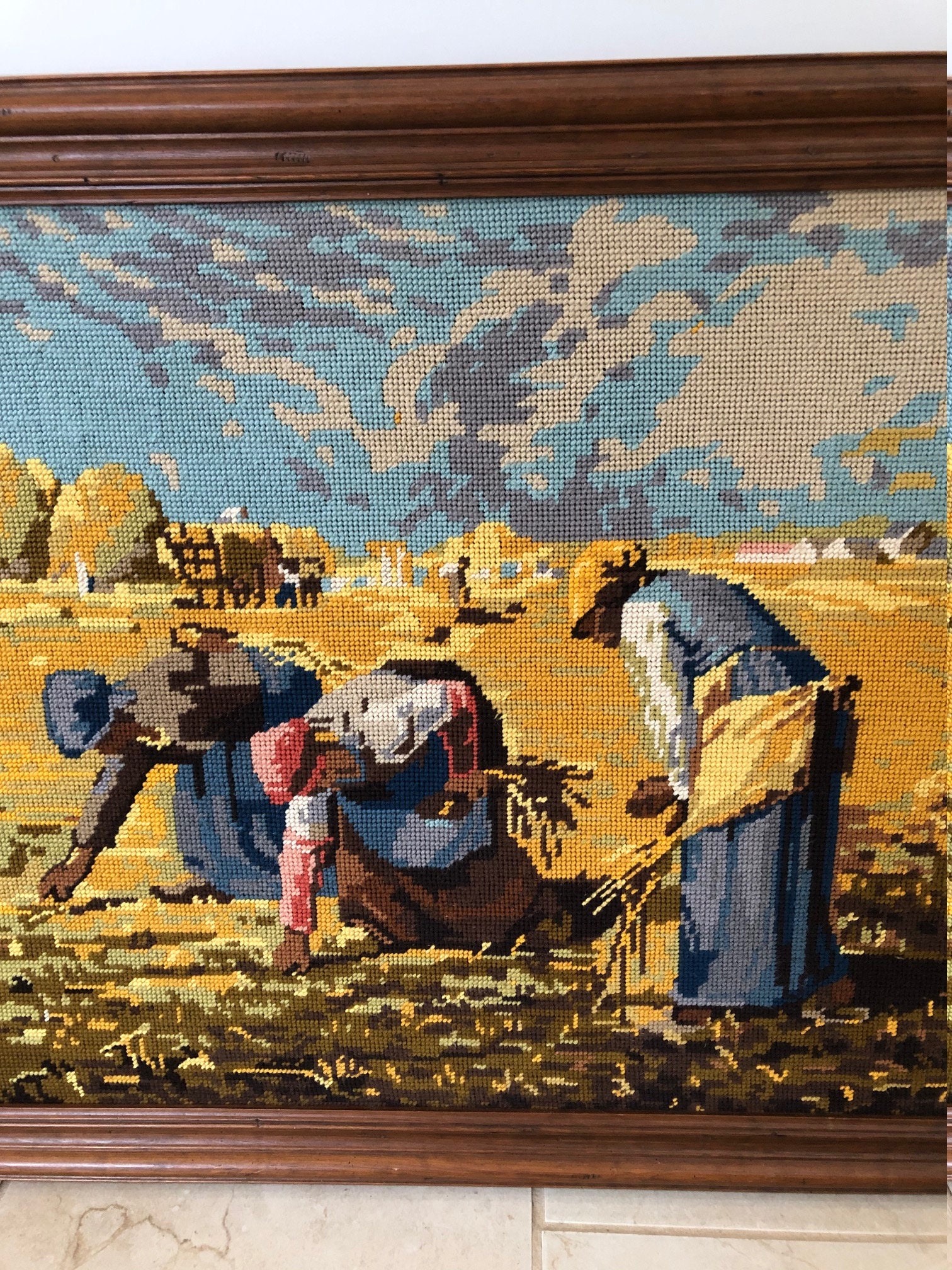 Large Vintage Needlepoint Picture, Original Needlepoint Art, the ...