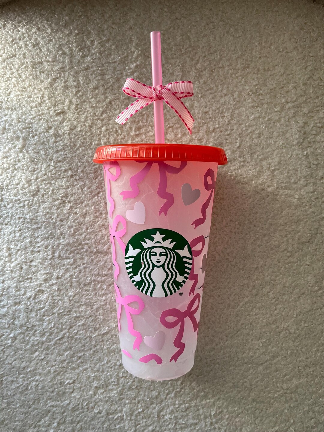 Starbucks Cup With Bows Pink Bow Starbucks Cup Coquette Bows Starbucks ...