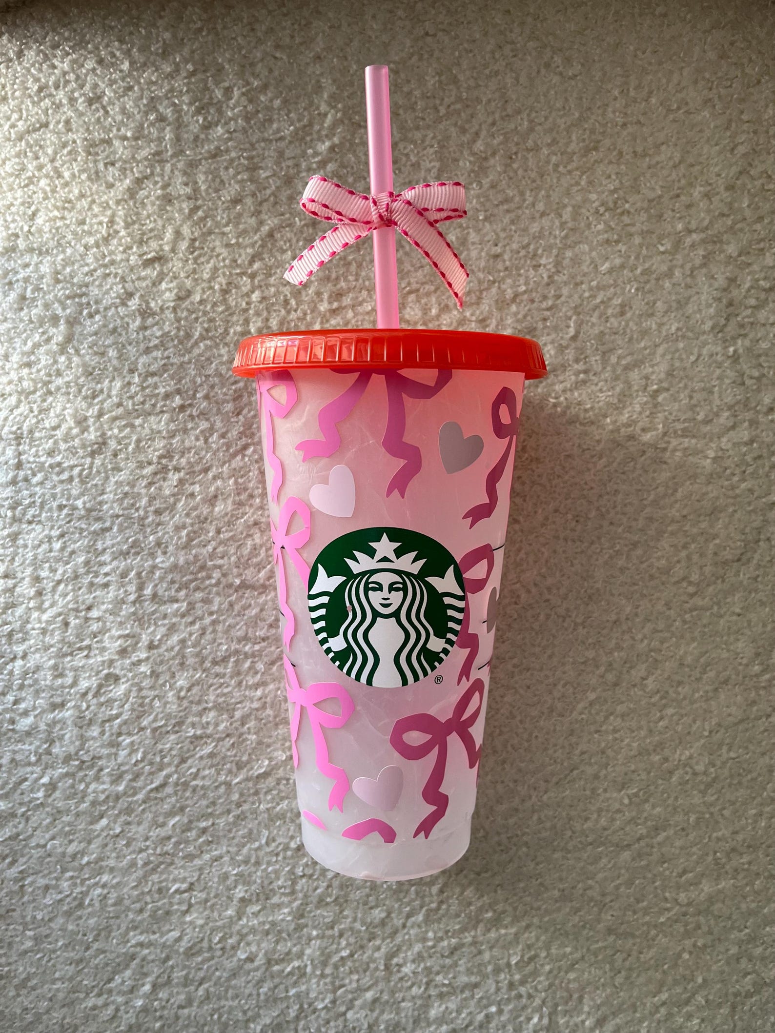 Starbucks Cup With Bows Pink Bow Starbucks Cup Coquette Bows Starbucks ...
