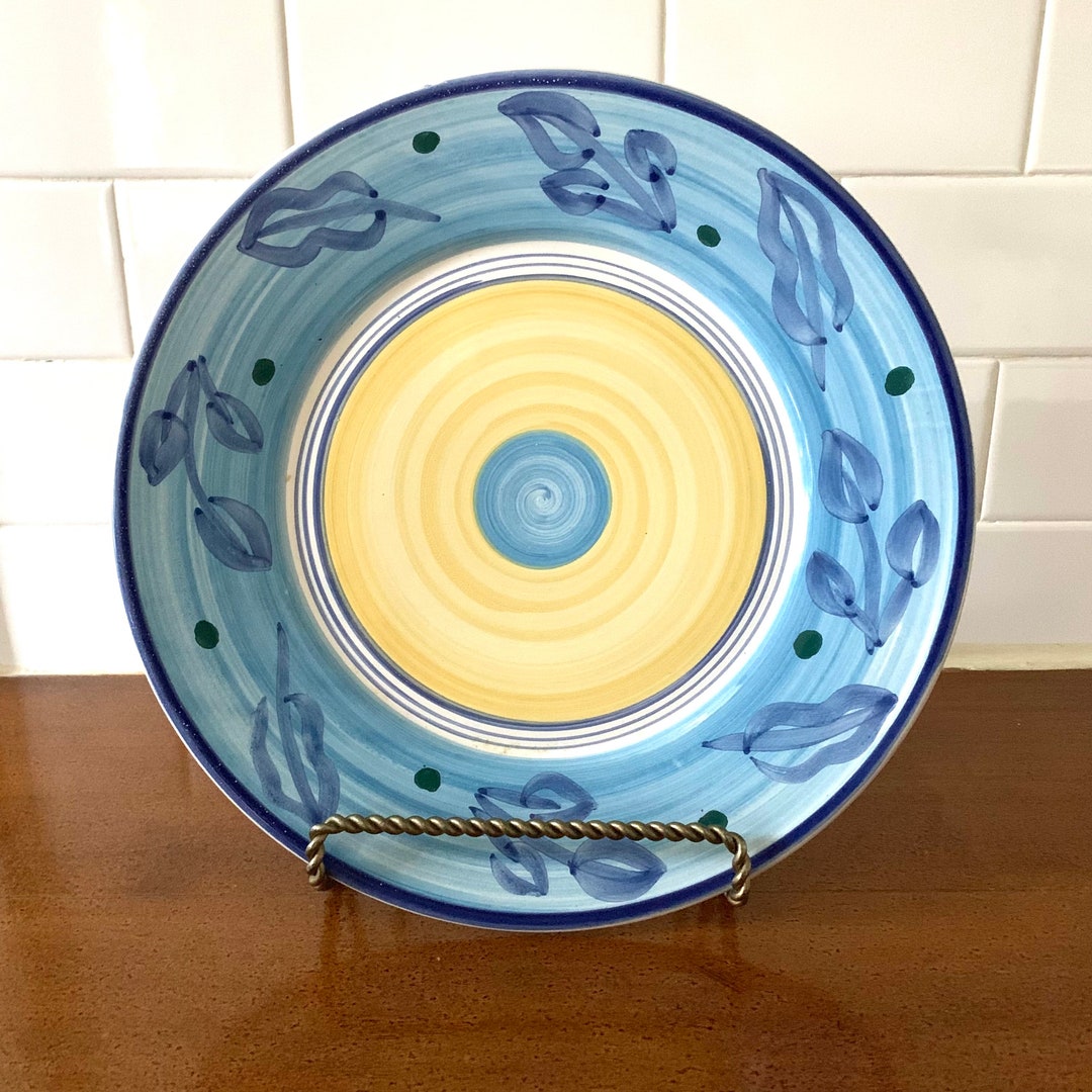 Caleca Italy Azzurro Dinner Plate 11" Italian Pottery Sunburst ...