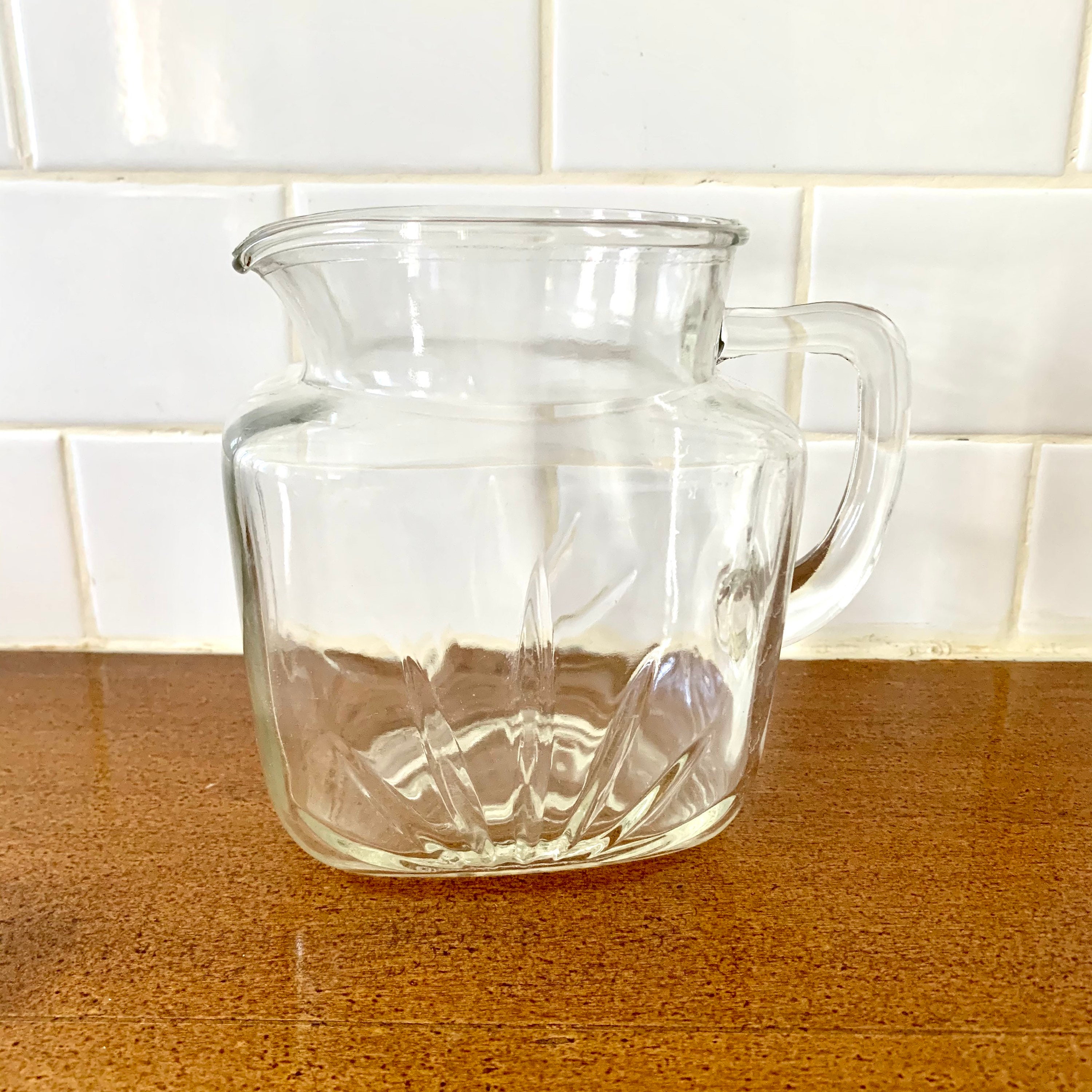 Vintage Glass Pitcher Sunburst Pattern Federal Glass Water Etsy