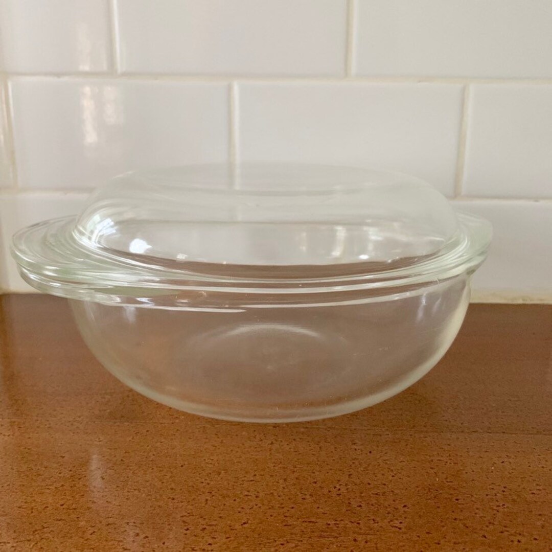 Vintage Pyrex 024 Clear Glass Casserole Baking Dish With Domed Lid 8w X ...