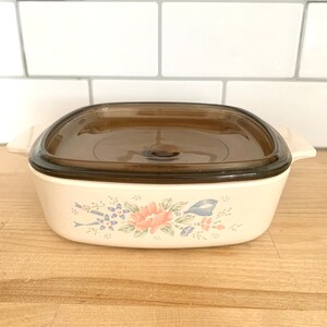 Symphony Corning Ware Casserole Dish Blue Pink Green Floral Motif With ...