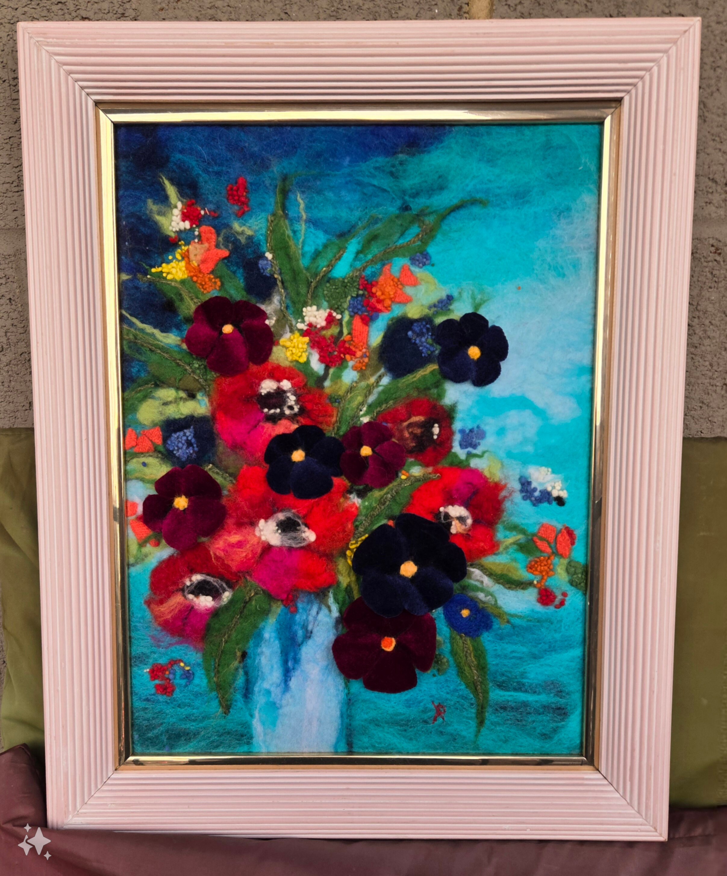 Original Felt Art. Wet Felt Painting. Framed Wall Hanging. Hand-made ...
