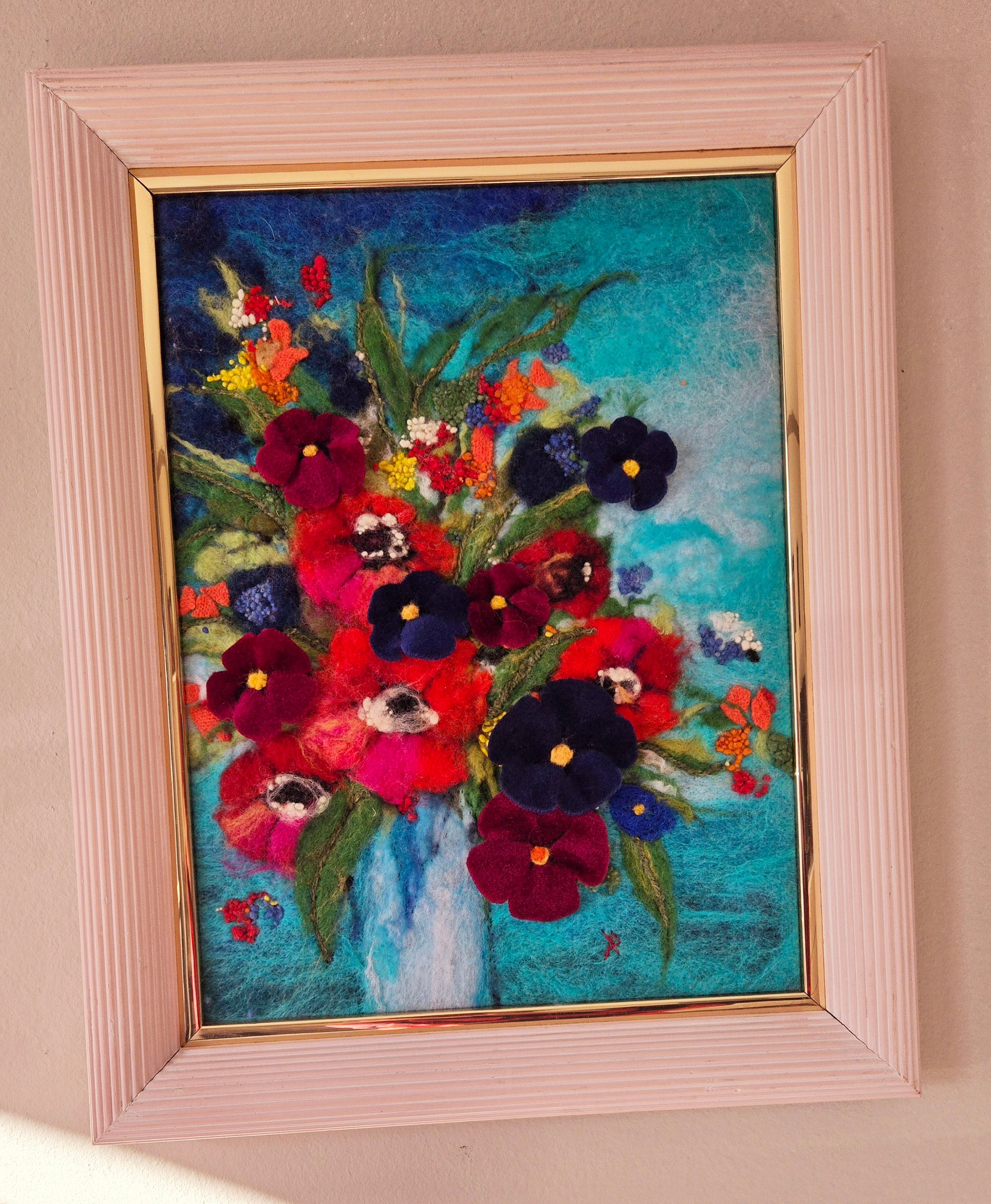 Original Felt Art. Wet Felt Painting. Framed Wall Hanging. Hand-made ...