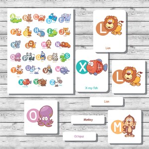 Animal Alphabet Montessori Cards for Children Preschool | Etsy