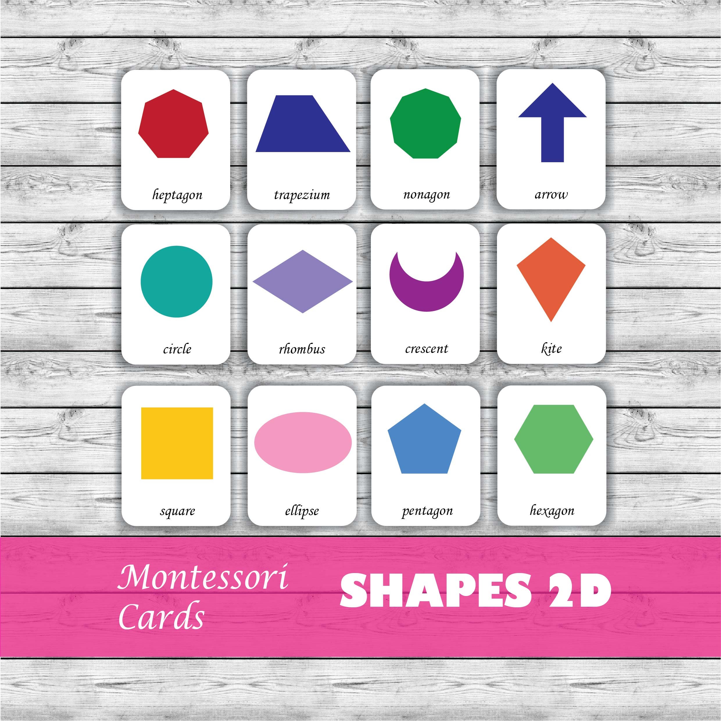 Shapes 2D Montessori Cards for Children Preschool - Etsy
