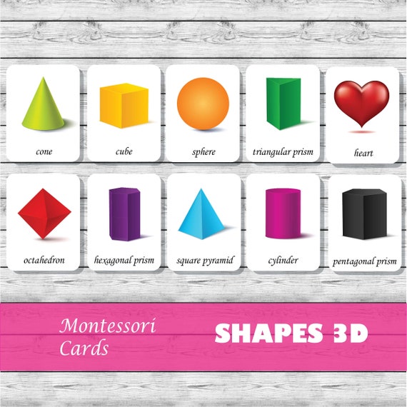 Shapes 3D Montessori Cards for Children Preschool | Etsy