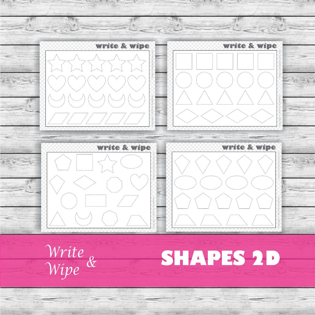 Shapes 2D, Write and Wipe, Materials for Children, Homeschooling ...