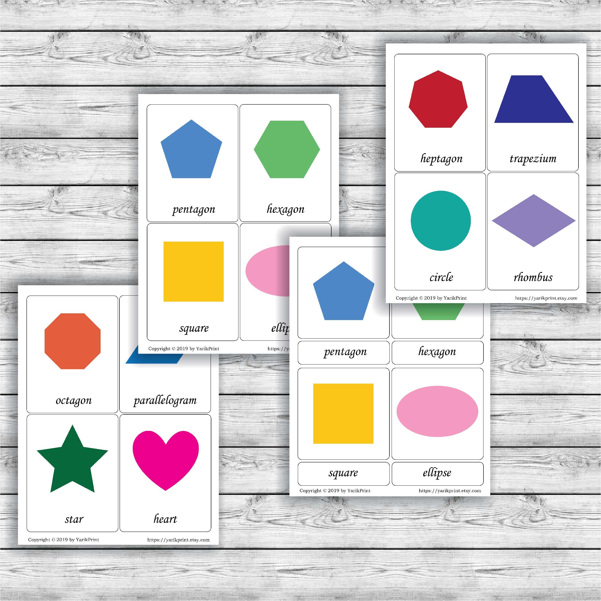 Shapes 2D Montessori Cards for Children Preschool - Etsy