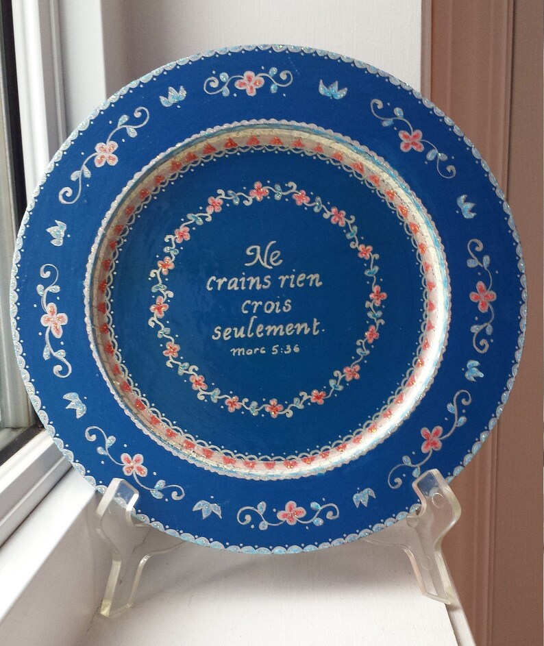 Beautiful Decorative Plate With a Bible Verse in French, Mark: 5.36 - Etsy
