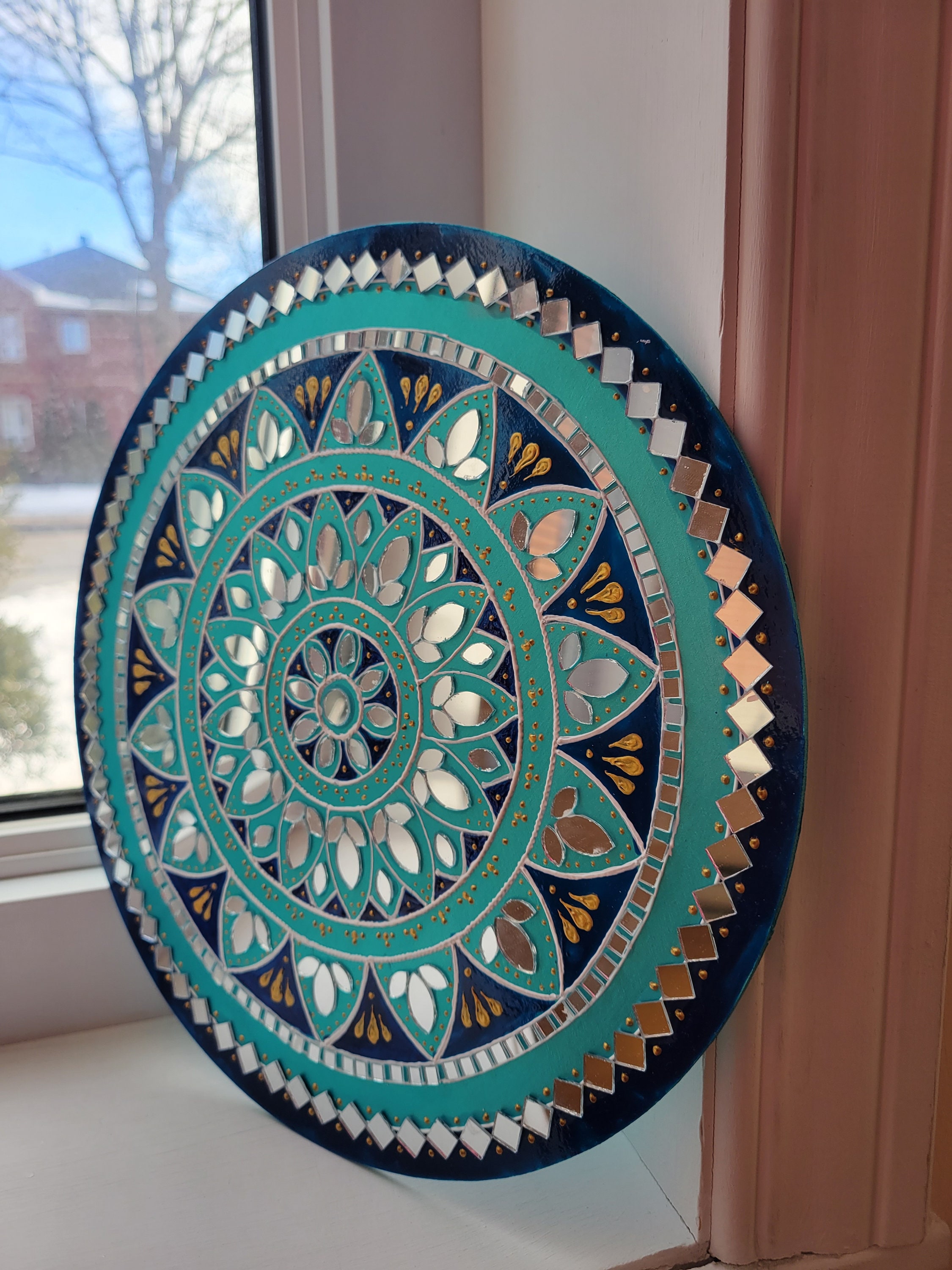 Home Decor Lippan Art Mirror Wall Decor Handmade ,flower Art - Etsy