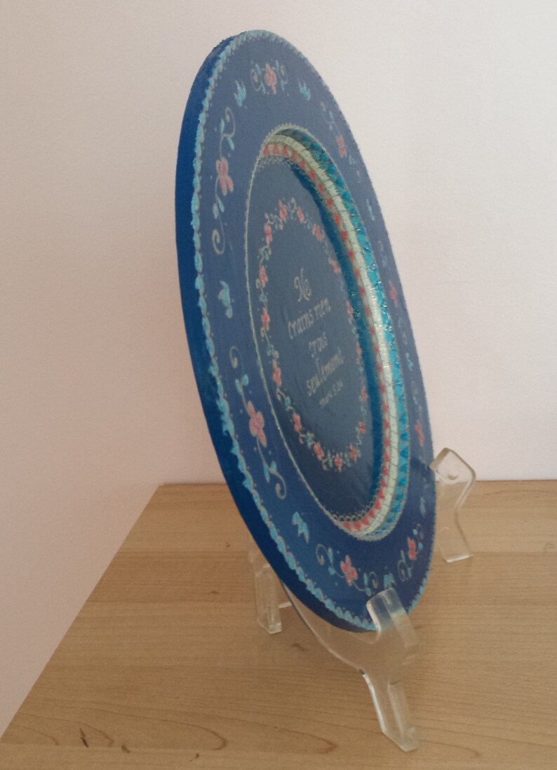 Beautiful decorative plate with a Bible verse in French Mark: | Etsy
