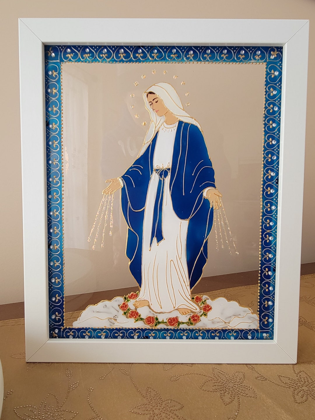 Our Lady of the Immaculate Conception: Handpainted Glass With Natural ...