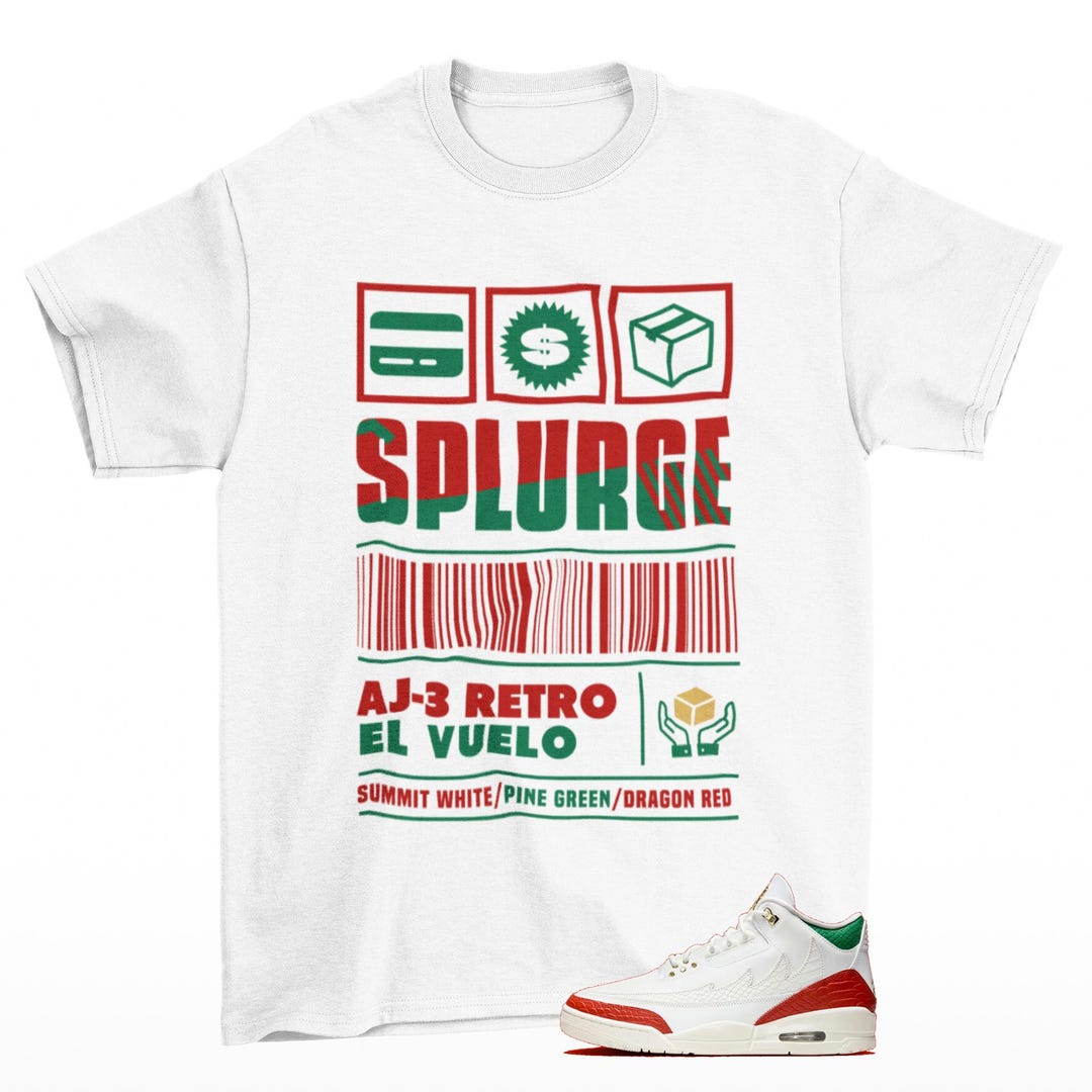 Splurge Sneaker Shirt White to Match Jordan 3 El Vuelo - Etsy
