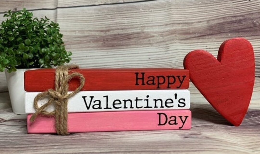Valentine Book Stack Valentine's Day Decor Decorative Book Set Book ...