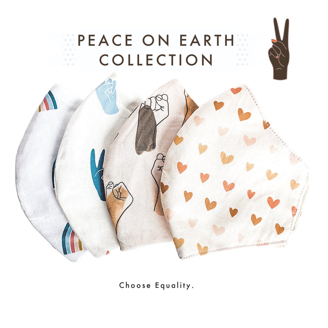 Peace on Earth Collection Face Mask With Nose Wire Filter - Etsy