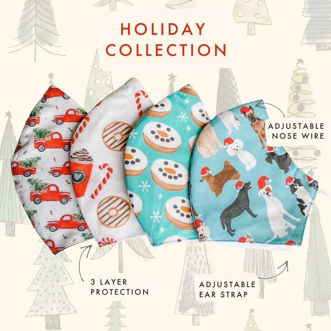 Fun Holiday Collection Face Mask With Nose Wire Filter - Etsy