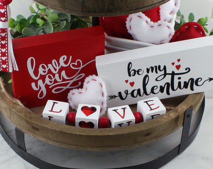 Handcrafted love Beaded Blocks Wood Accent for Valentine's Day Home ...