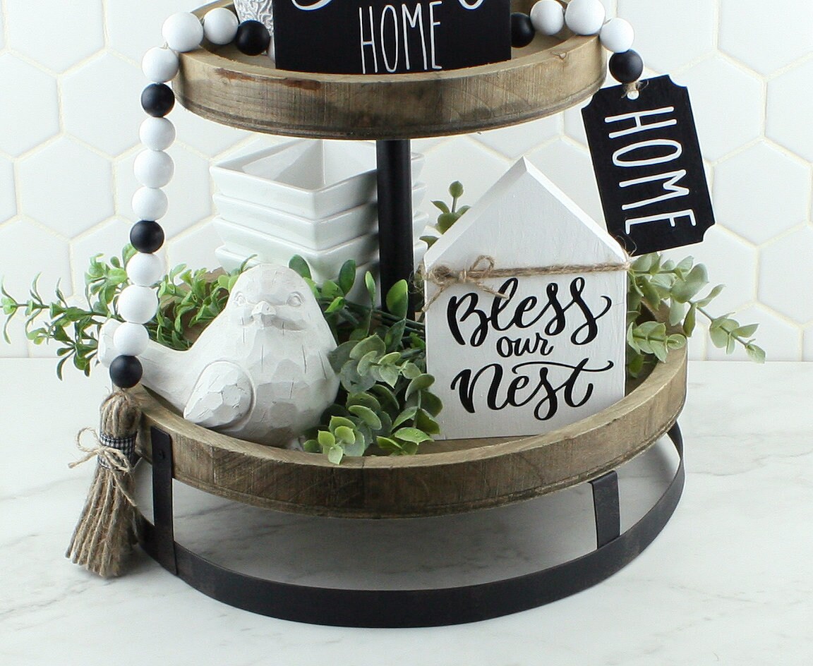 Handcrafted bless Our Nest Black and White House - Etsy