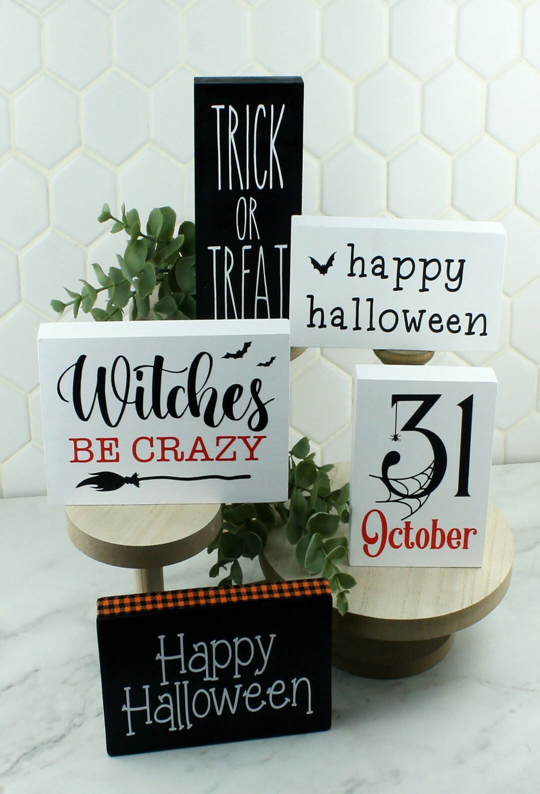 Assorted Self-standing Wood Signs for Halloween Tiered Tray Home Decor ...