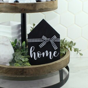 Handcrafted Wood House Sign: Black & White Farmhouse Tiered Tray Decor ...