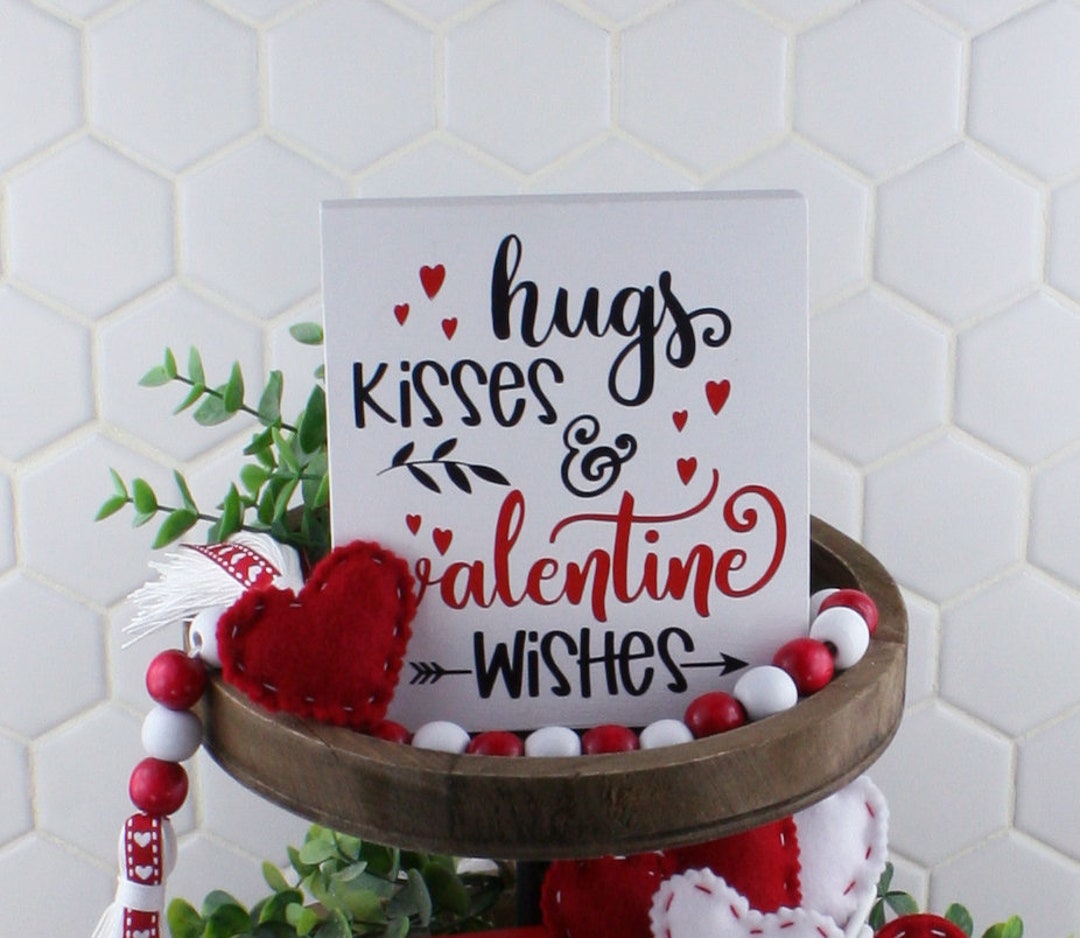 Hugs Kisses & Valentine Wishes Self Standing Handcrafted Valentine's ...