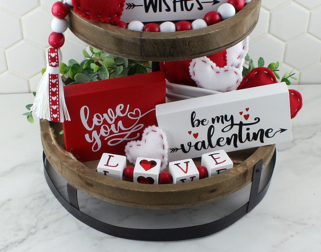 Handcrafted "love" Beaded Blocks Wood Accent for Valentine's Day Home ...