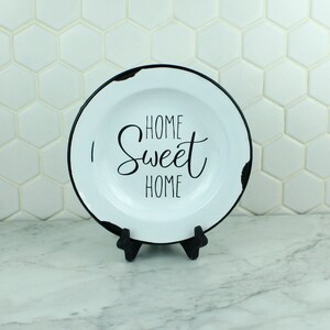 Black & White Enamelware Farmhouse Inspired "home Sweet Home" 8" Round ...