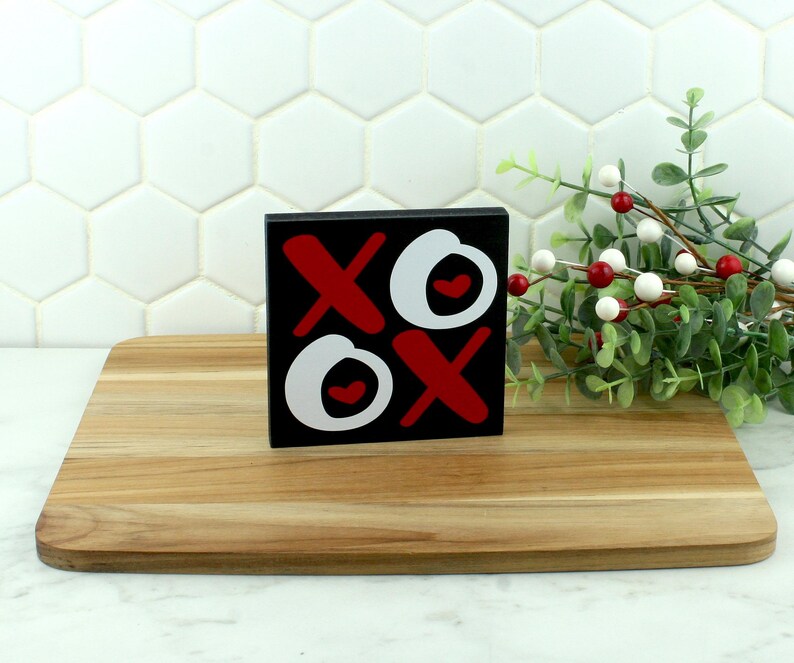 Handcrafted XOXO Tiered Tray Sign | Valentine's Day Self Standing Wood ...