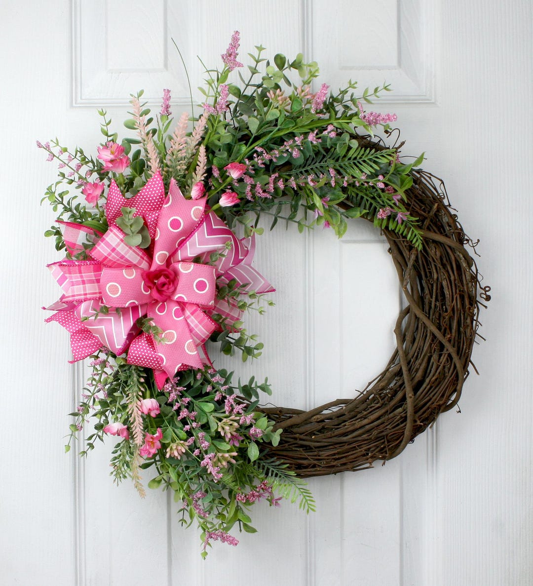 Pink Wildflower Grapevine Wreath: Spring Floral Door Decor - Etsy