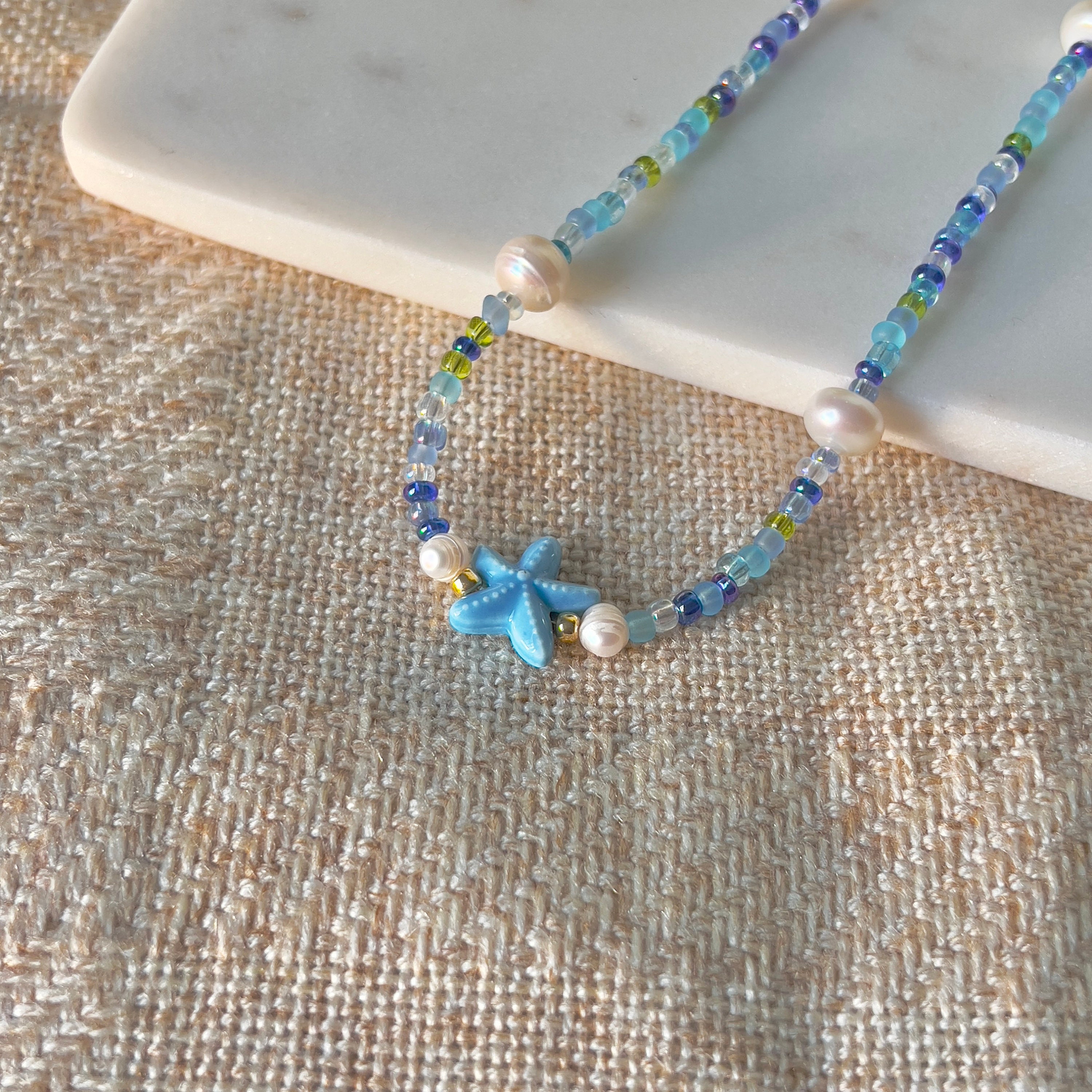 Under the Sea Freshwater Pearl Necklace, Starfish Beaded Summer ...