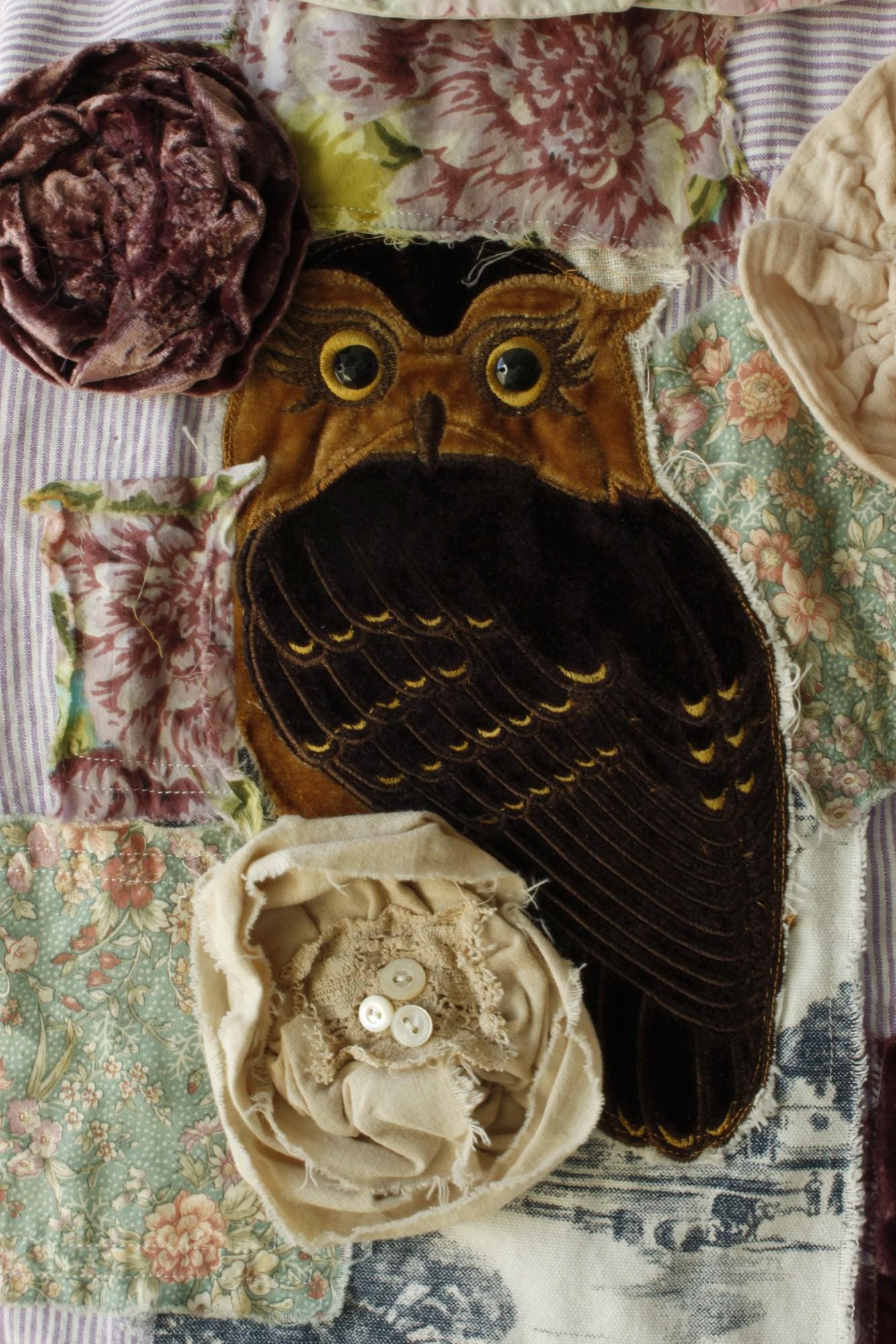 Upcycled Linen Top Patched Floral Women's Jacket Tie-front Shirt With ...