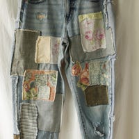 Custom Patchwork Jeans Made to Order Jeans for You - Hippie Boho Denim ...