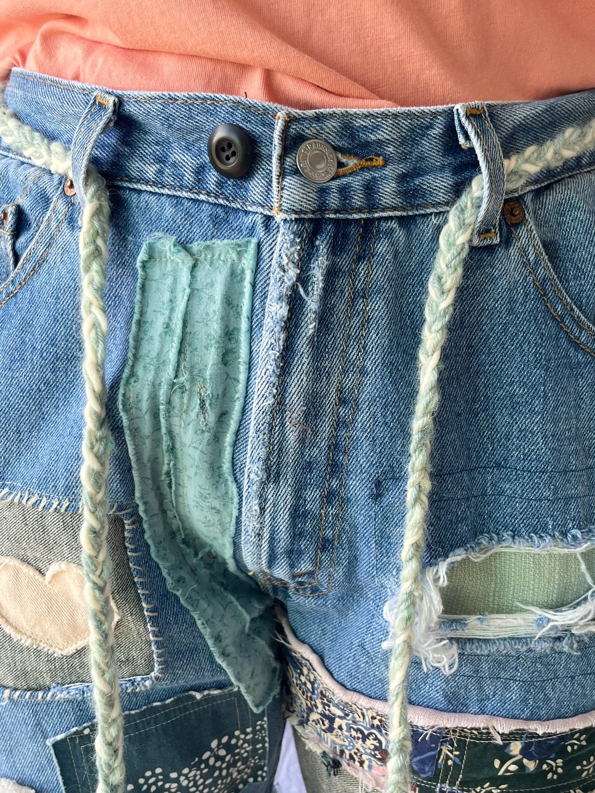 Women's Patched Boho Jeans Distressed Patched Boyfriend Jeans Hippie ...