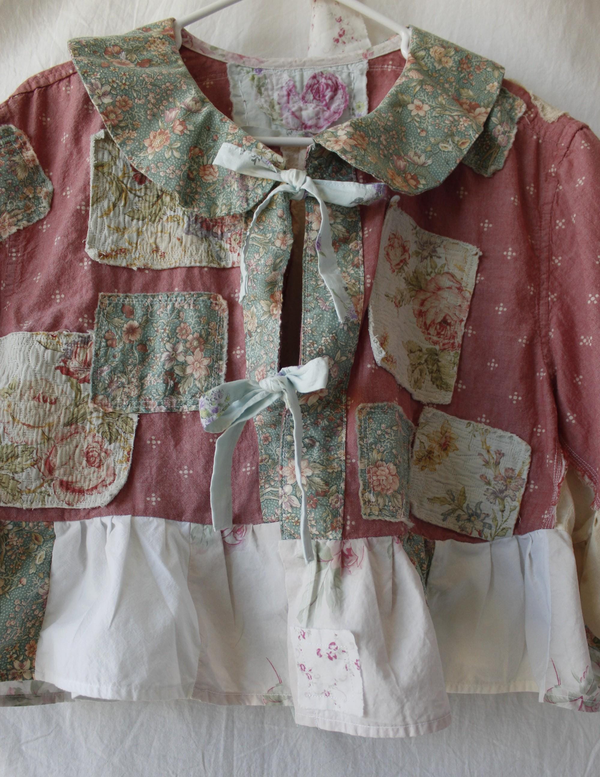Upcycled Cropped Cottagecore Jacket Patched and Frayed Women's Boho ...