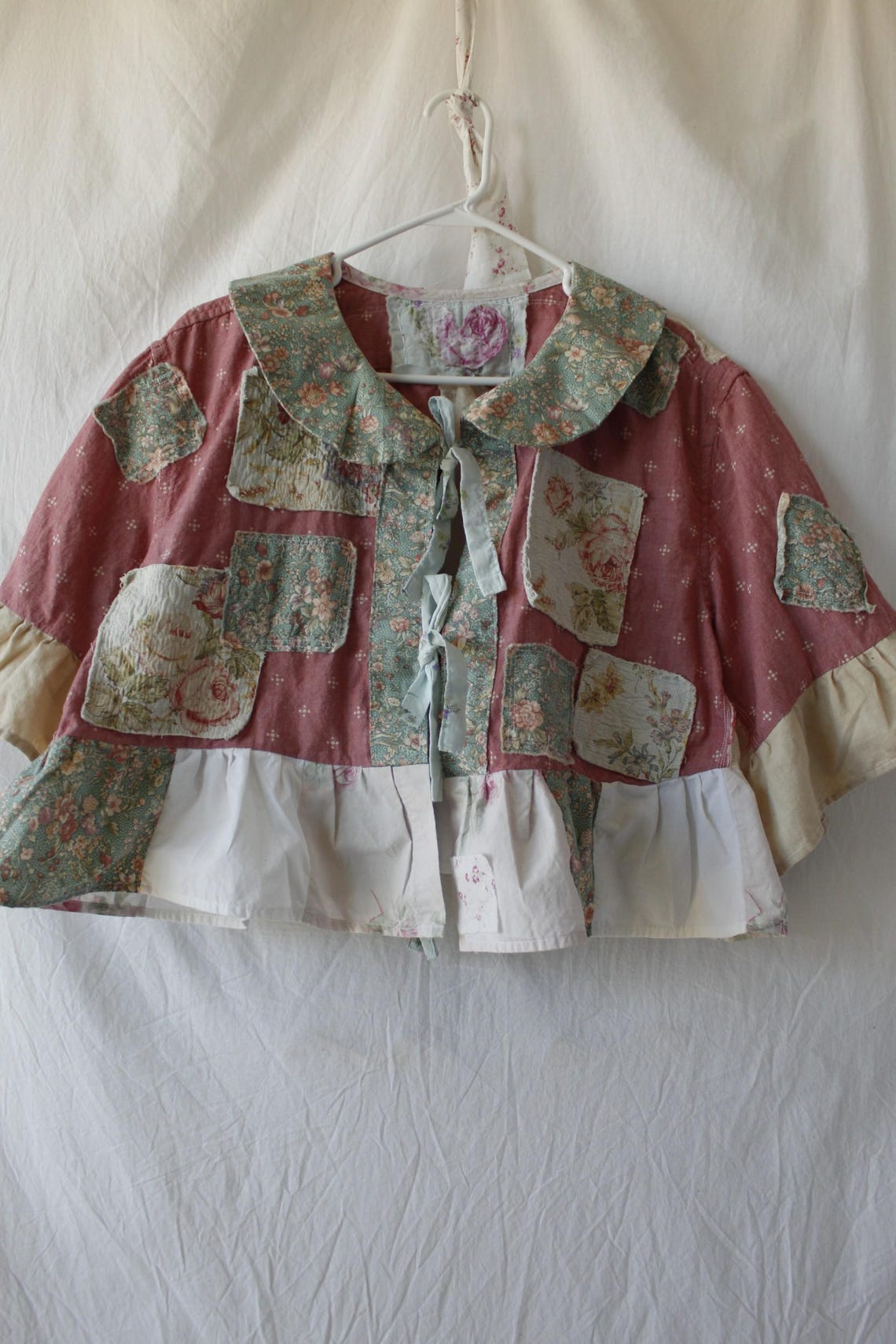 Upcycled Cropped Cottagecore Jacket Patched and Frayed Women's Boho ...