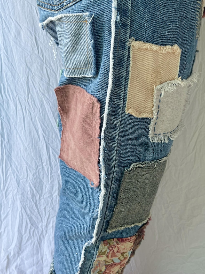 Women's Patched Boho Jeans Distressed Patched Boyfriend Jeans Hippie ...