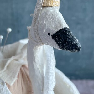 Papier-mache Swan With a Pink Pincushion - Etsy