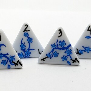 Delft Blue 4D4 Set White/black Numbers Hand Painted Healer Dice D&D ...