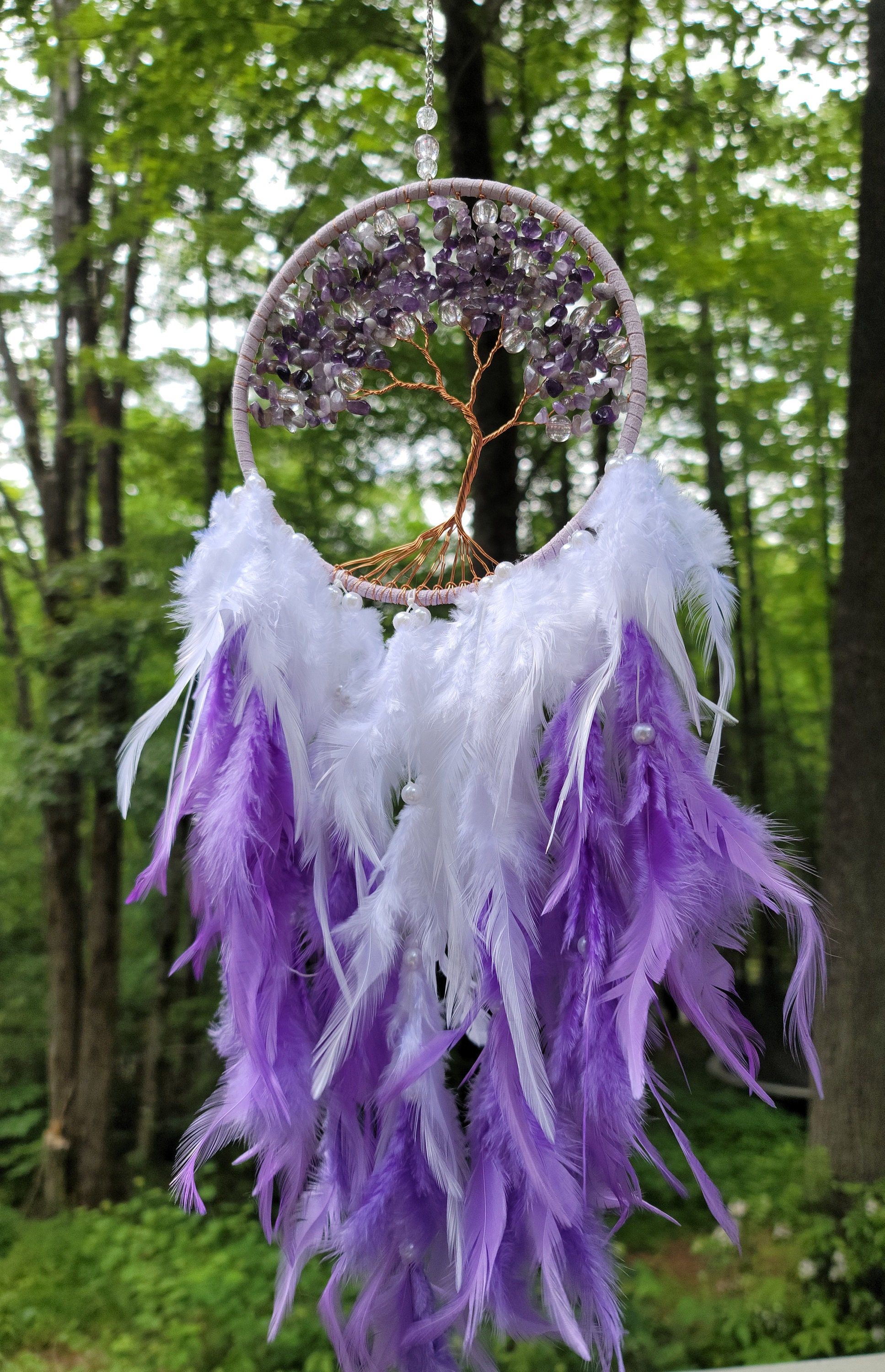 Hanging Tree of Life With Amethyst, Crystal Window Decor, Window ...