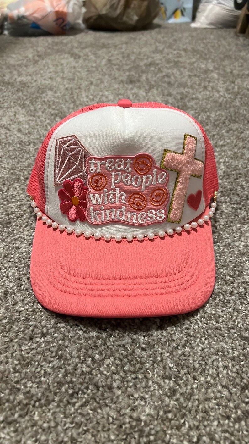 Treat People With Kindness Trucker Hat / Kindness/ Pink Cross / Diamond ...