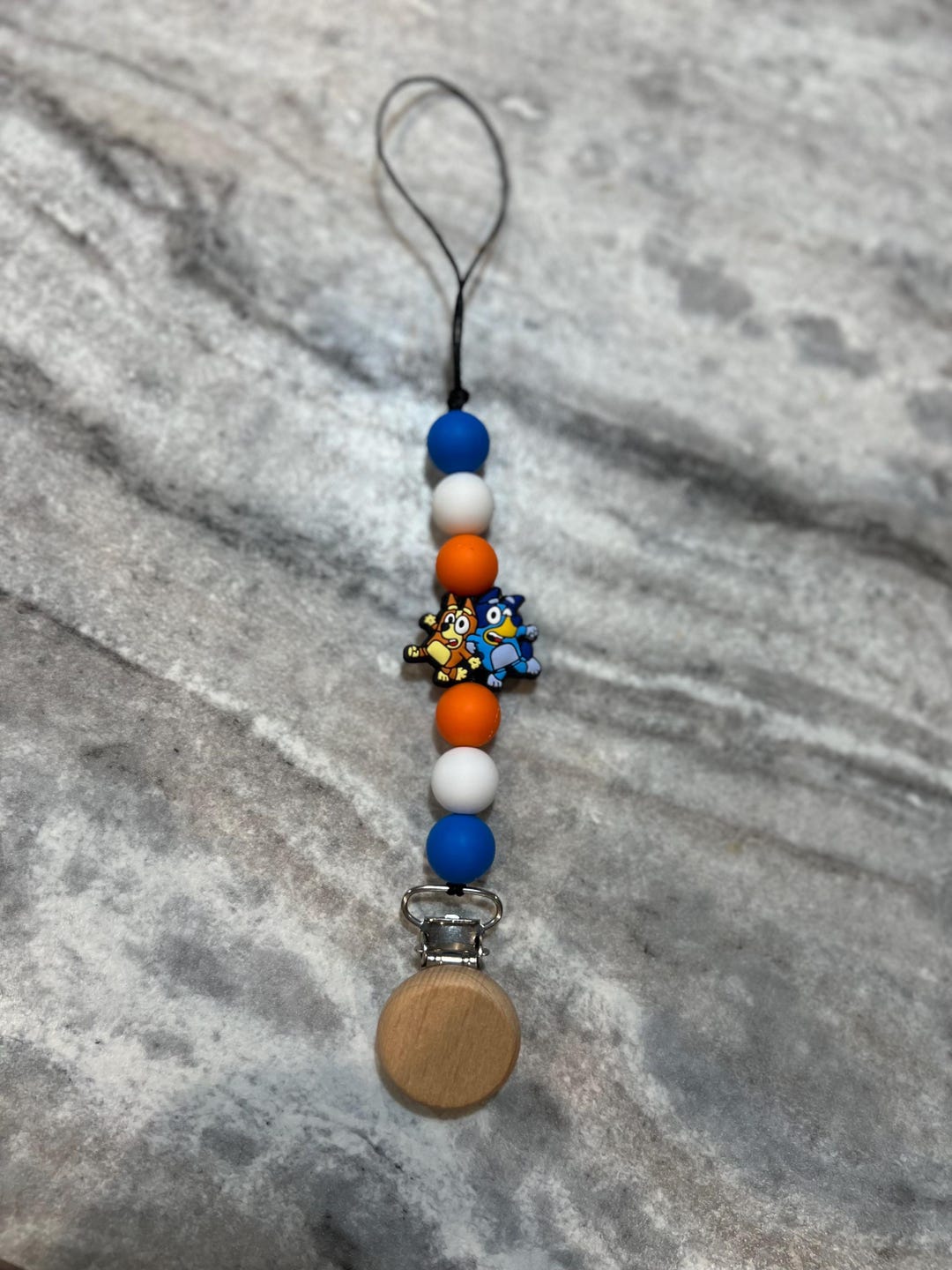 Bluey and Bingo Pacifier Clip/ Orange and Blue/ BULEY/ BINGO/ Cartoon ...
