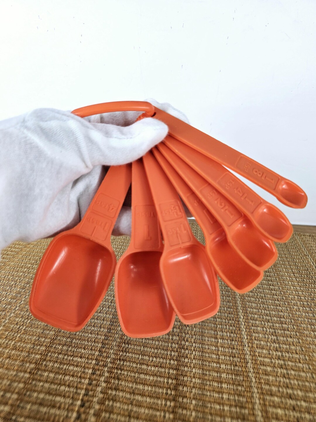 Full Set of 1970s Tupperware Measuring Spoons - Bright Tangerine Orange ...