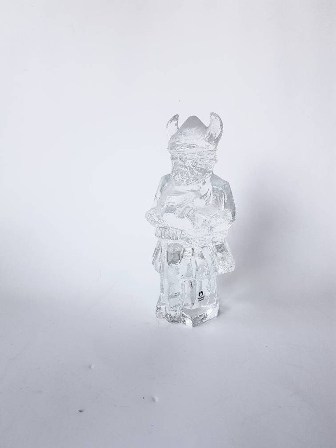 Pukeberg Swedish Art Glass Viking HELMET Man Figure Crystal Paperweight ...