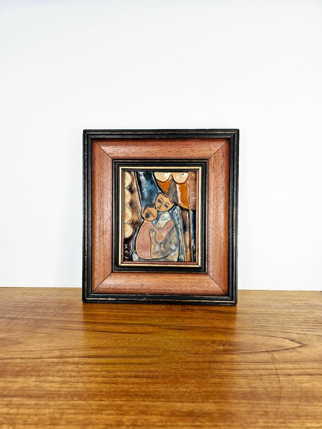 Ruth Faktor J Ruth Ceramic Tile Art Plaque Wall Hanging Mother & Child ...