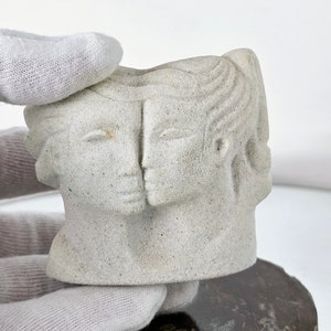 Vintage Marbell Stone Art Belgium Sculpture Embrace Man and Woman Bust ...
